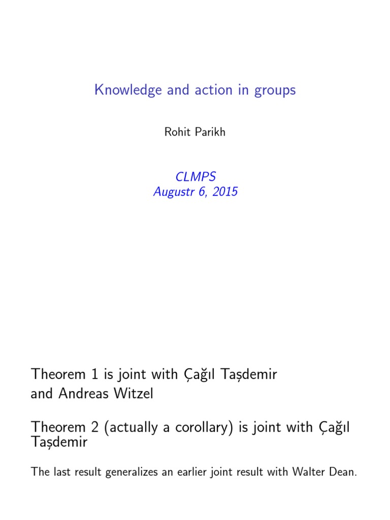 Knowledge and Action in Groups | PDF | Much Ado About Nothing | Logic