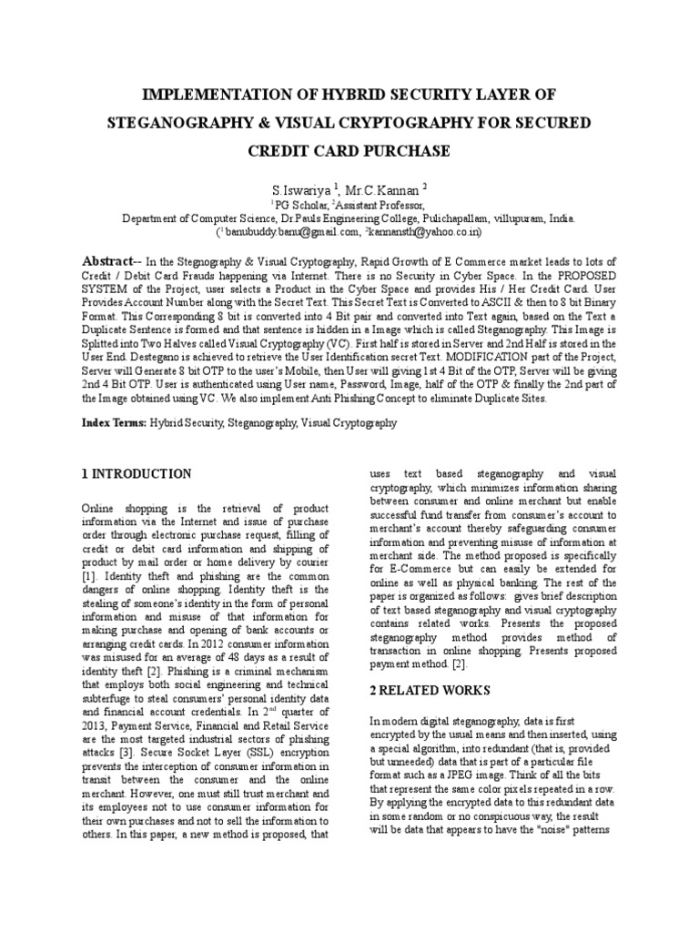 STEGANOGRAPHY and VISUAL CRYPTOGRAPHY FO | PDF | Computer Security ...