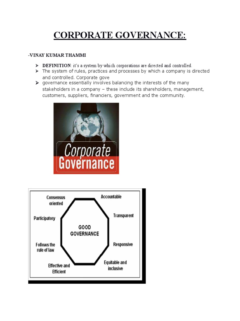 Corporate Governance Short Notes | PDF | Corporate Governance | Governance