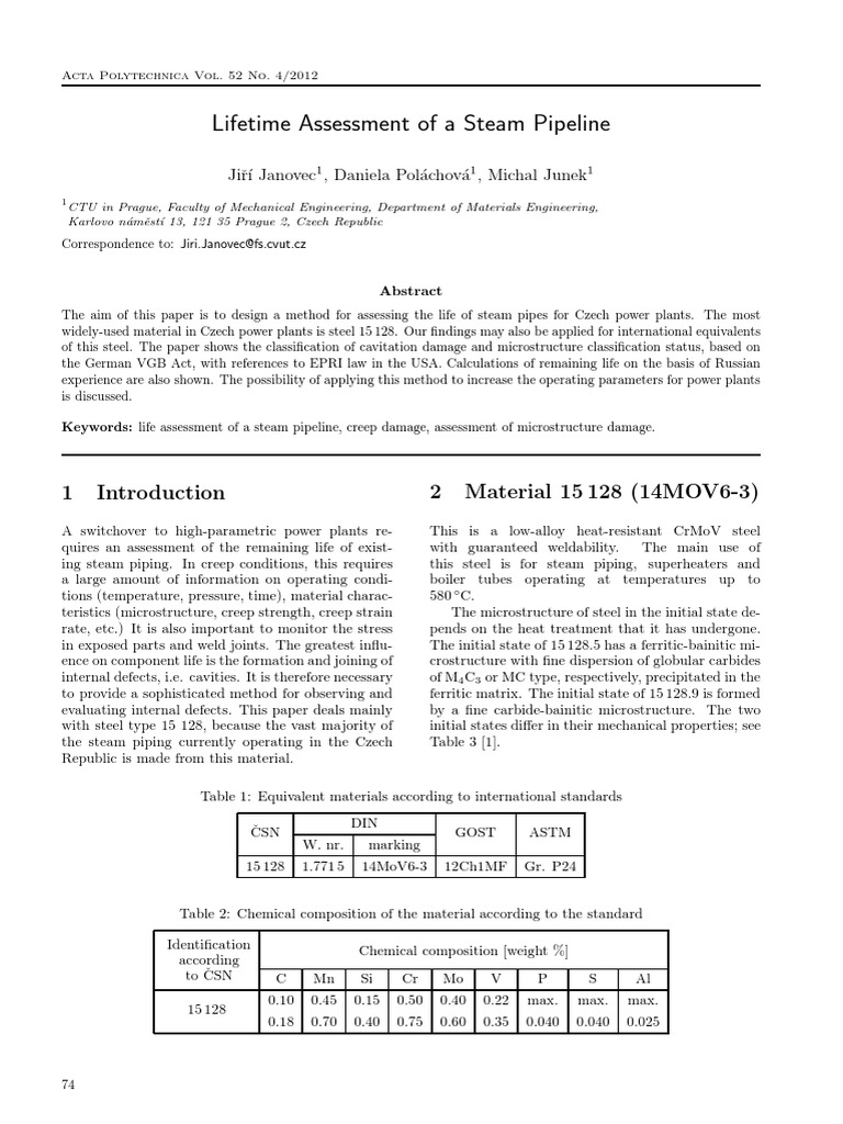 Lifetime Assessment of A Steam Pipeline | PDF | Nondestructive Testing ...