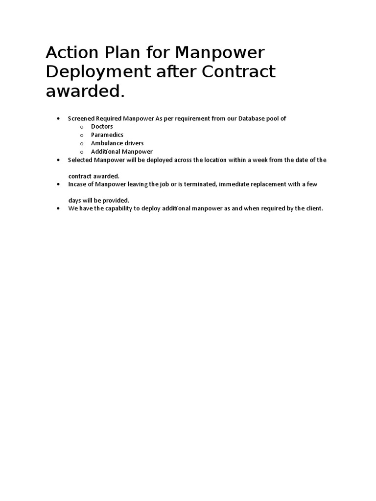 Manpower Deployment Action Plan | PDF