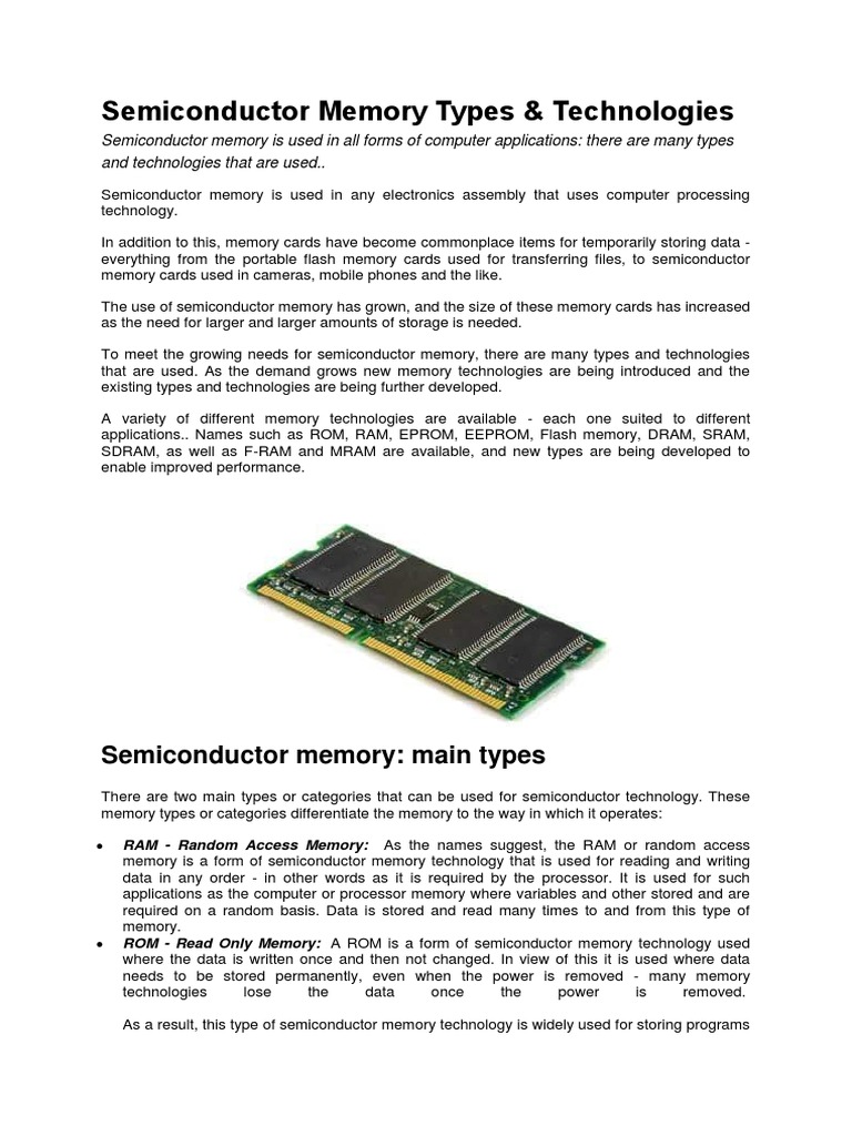 FRAM - Semiconductor Memory Types | PDF | Random Access Memory ...