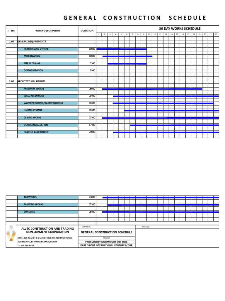 General Construction Schedule | PDF | Local Government Areas Of ...