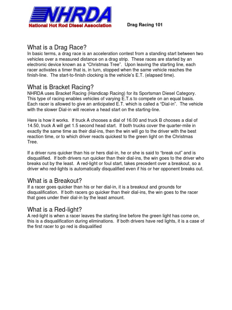 2013 Drag Racing 101 | PDF | Racing | Transportation Engineering