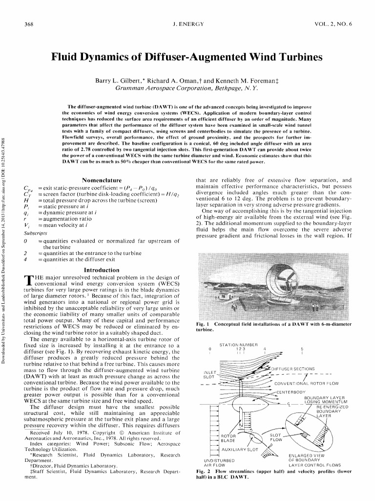 Diffuser Augmented | PDF | Turbine | Boundary Layer