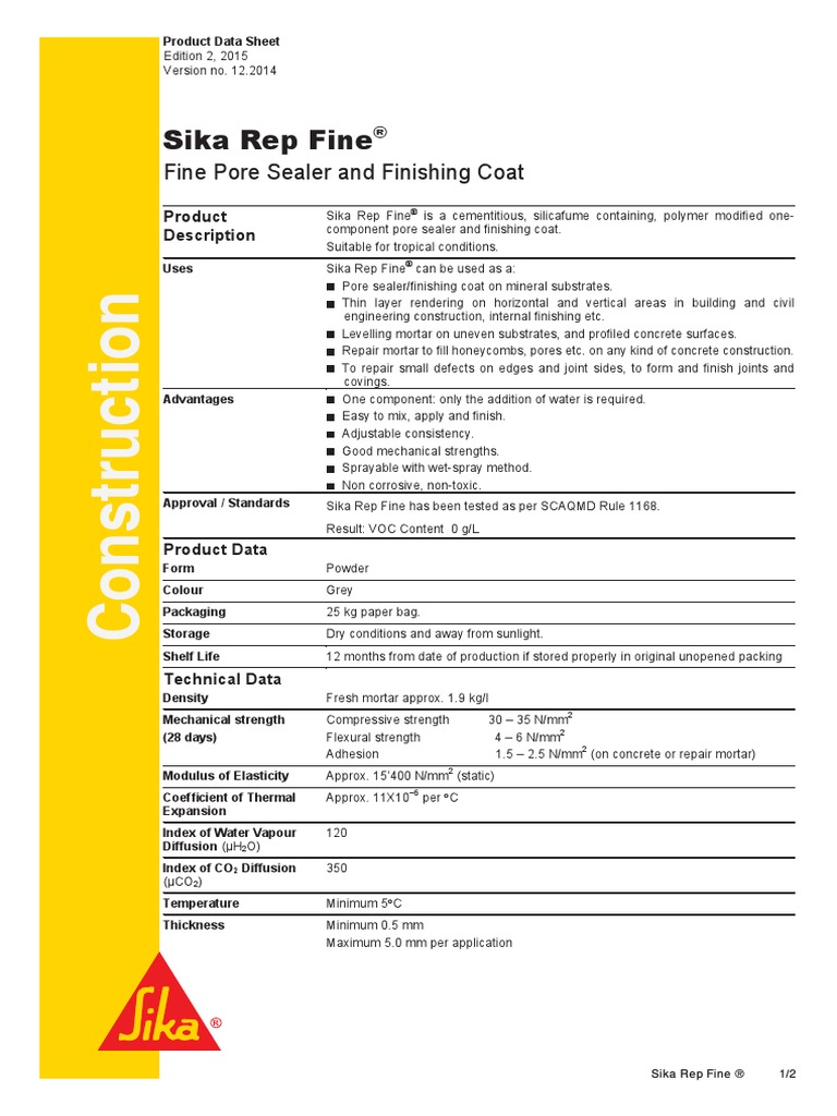Sika Rep Fine® | PDF | Concrete | Mortar (Masonry)