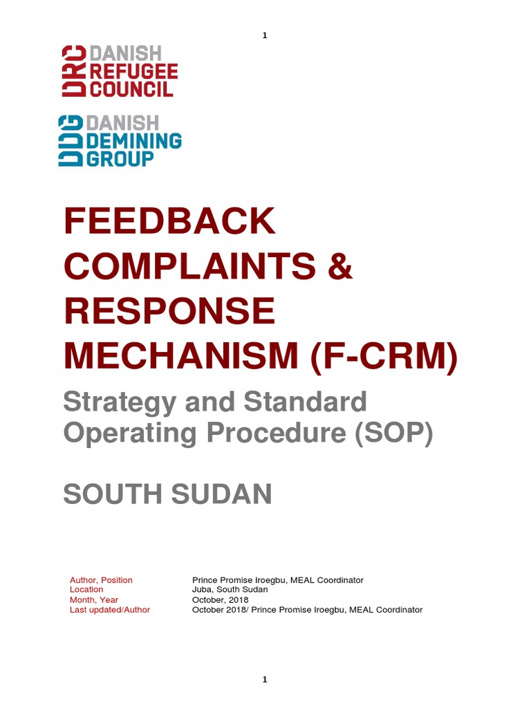 DRC-DDG - FCRM-South Sudan Feedback Complaints Response Mechanism ...