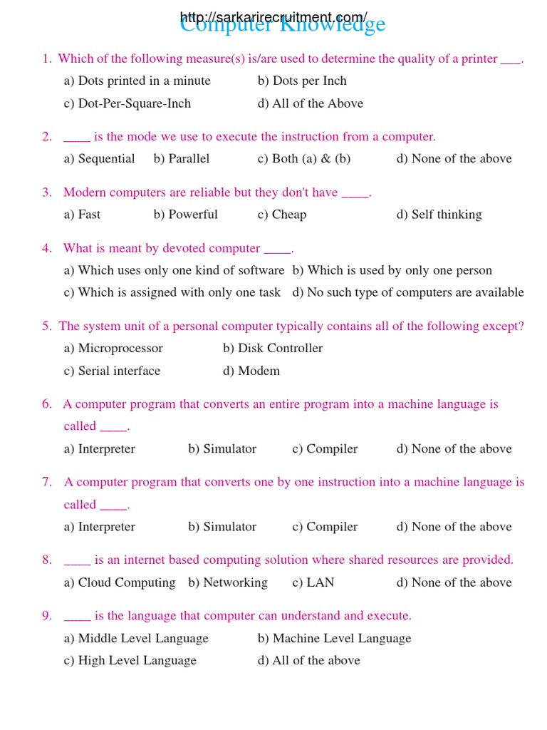 Computer Answers Pdf Random Access Memory Input Output