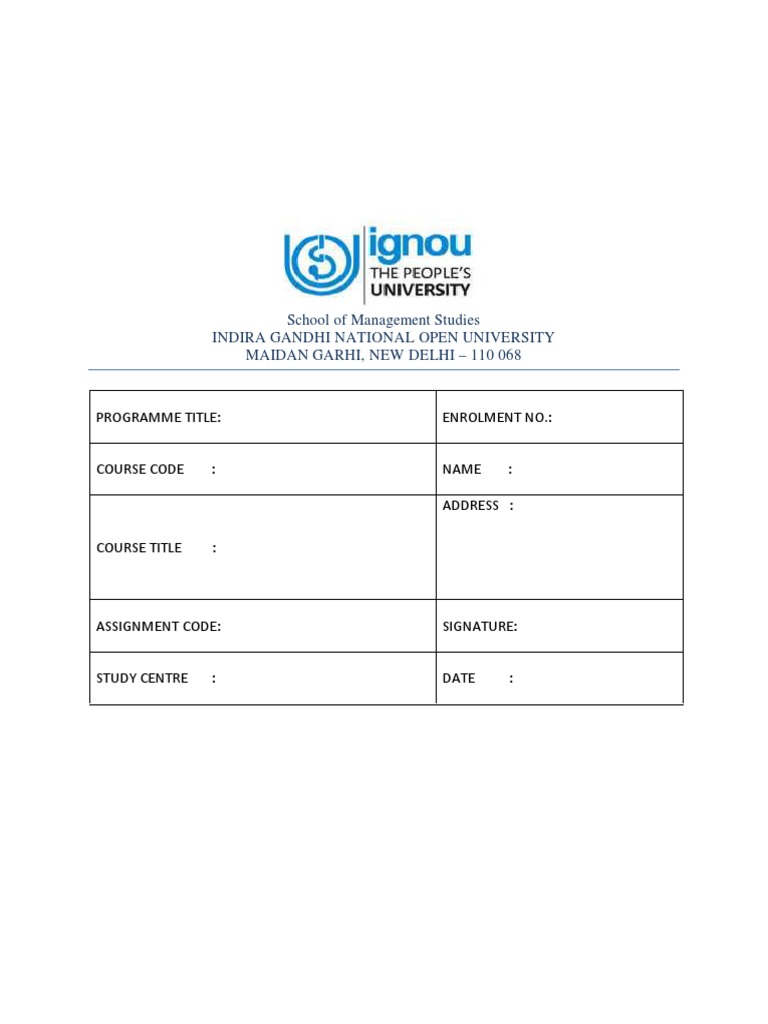 IGNOU Assignment Cover | PDF