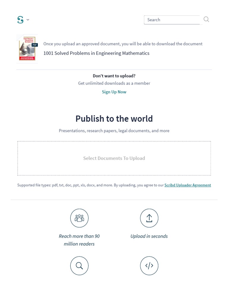 Publish To The World: 1001 Solved Problems in Engineering Mathematics | PDF