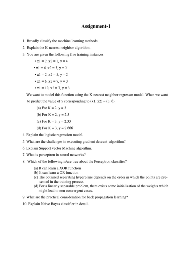 Assignment-1: Hallenges in Executing Gradient Descent Algorithm? | PDF