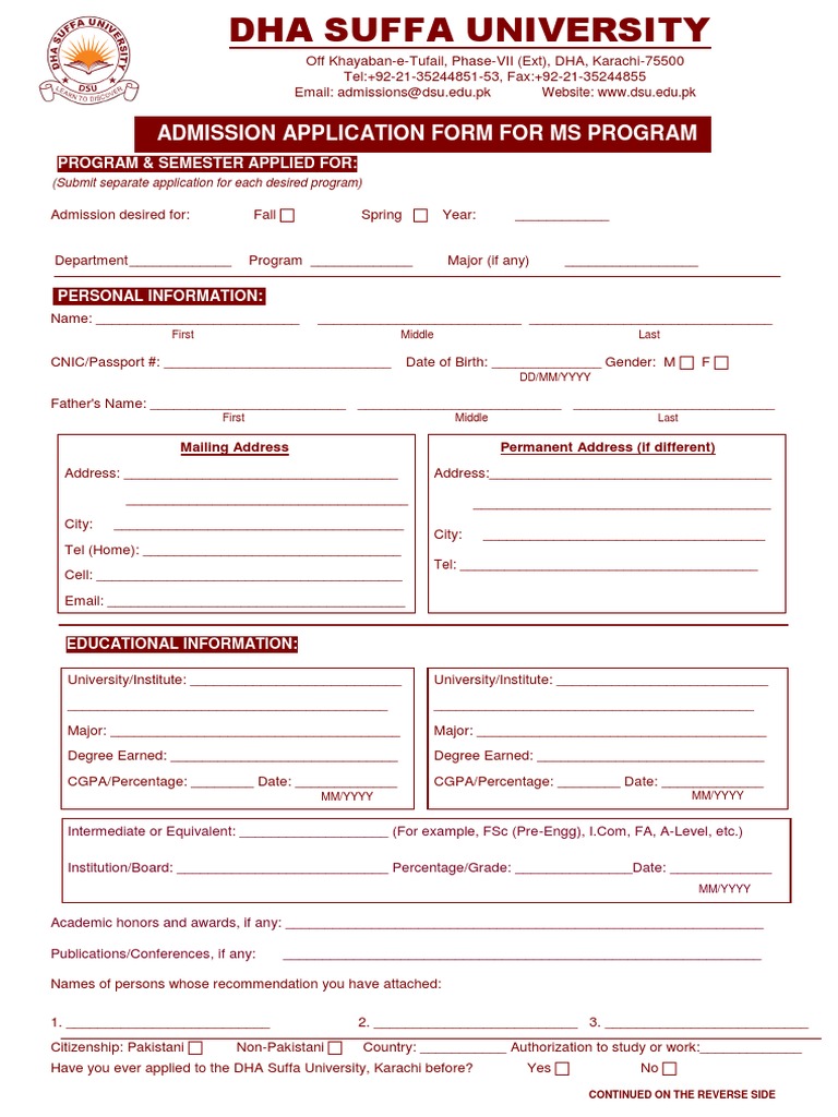 Ms Admission Application Form2018 | PDF | Government | Justice