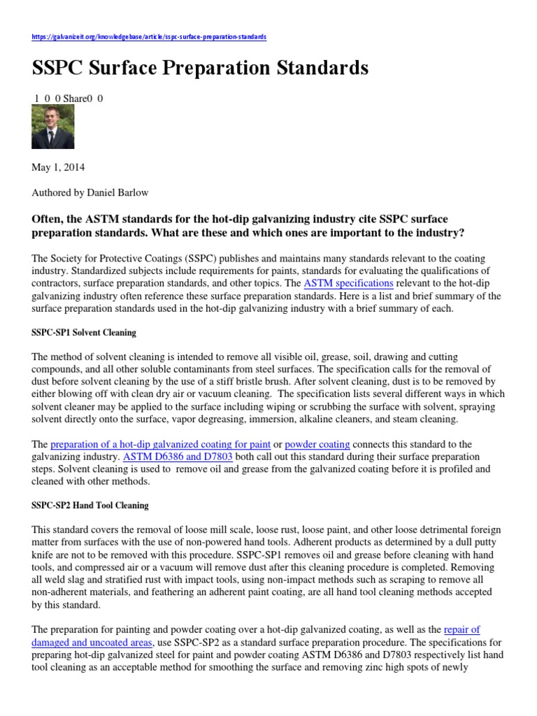 SSPC Surface Preparation Standards | Download Free PDF | Galvanization ...