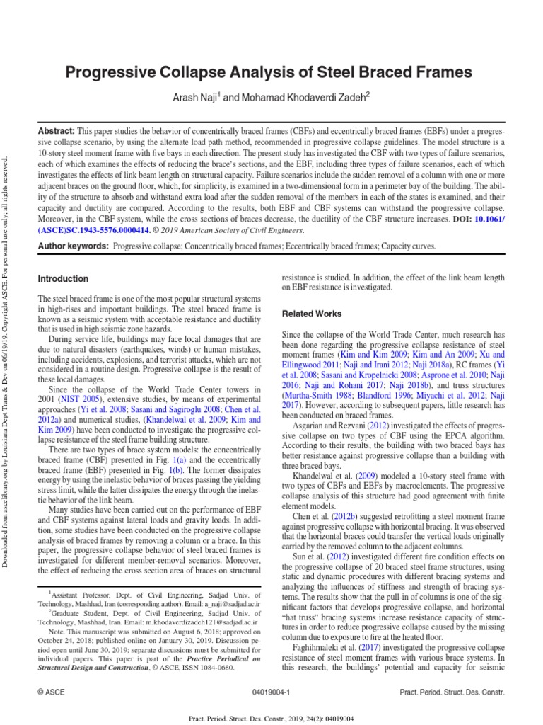 Progressive Collapse Analysis of Steel Braced Frames | PDF | Beam ...