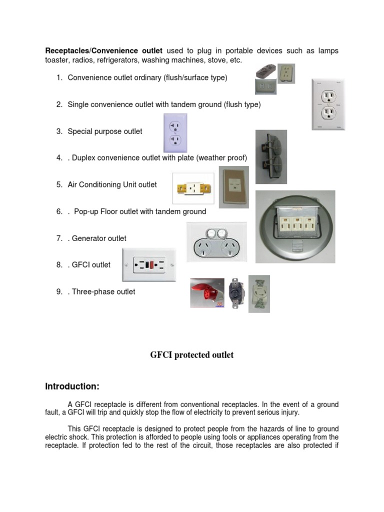 Types of Receptacles (For Prints) | Download Free PDF | Electric Power ...