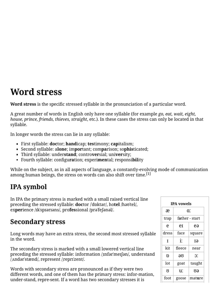 Word Stress - Teflpedia | PDF | Stress (Linguistics) | Linguistics