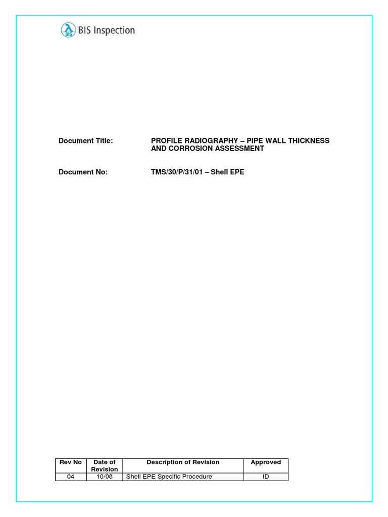 Document Title: Profile Radiography - Pipe Wall Thickness and Corrosion ...