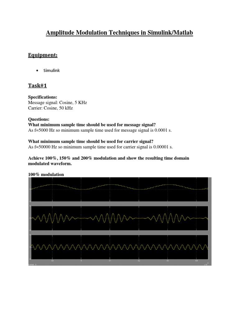 Amplitude Modulation Techniques in SimulinkMatlab | PDF | Modulation | Sampling (Signal Processing)