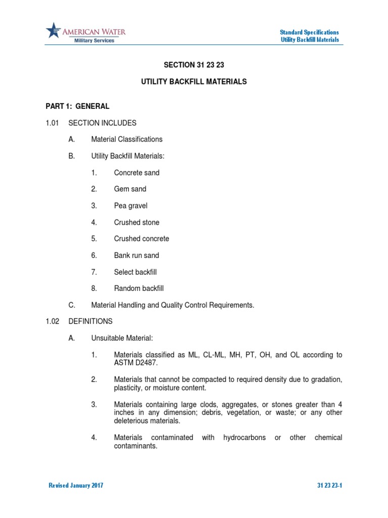 Utility Backfill Materials Specifications | PDF | Construction ...