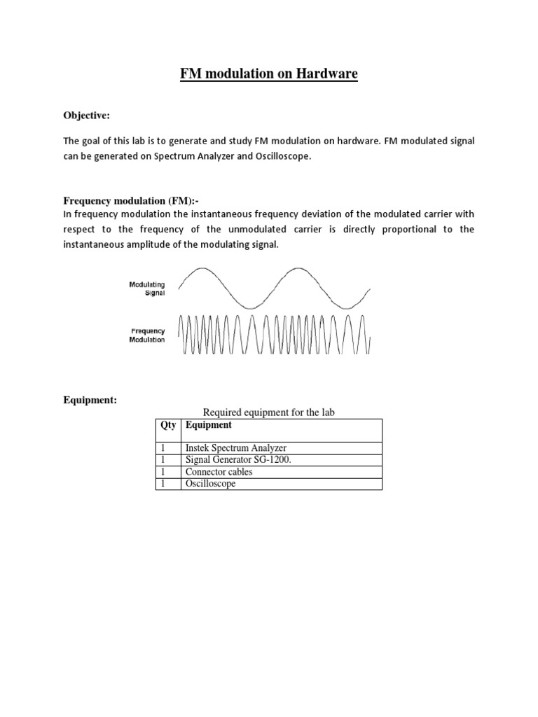 FM Modulation On Hardware | PDF | Frequency Modulation | Modulation