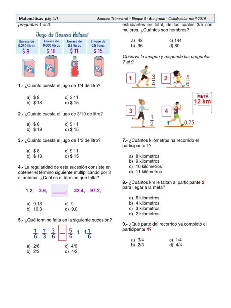 Doc4 Ev Mate 2019 Sext | PDF | Enseñanza de matemática