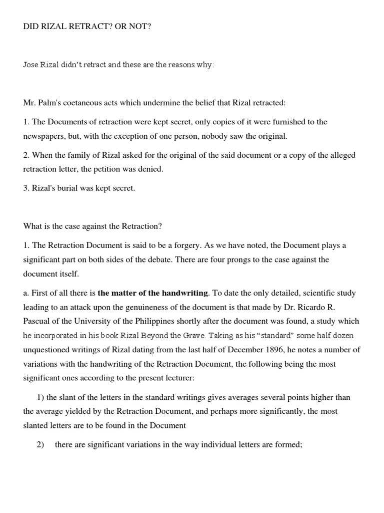 Rizal's Retraction