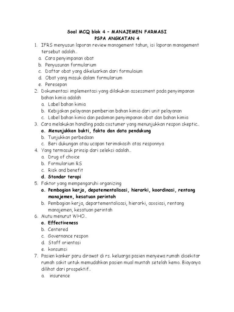 Soal MCQ Blok 4 | PDF
