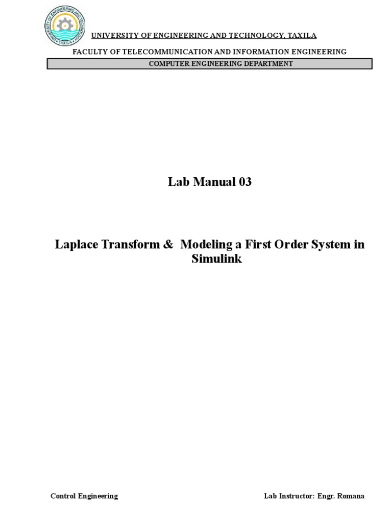 Lab Manual 03: University of Engineering and Technology, Taxila Faculty ...
