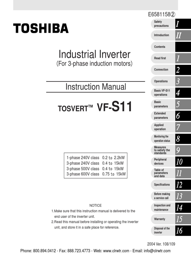 Toshiba VF s11 Manual | PDF | Power Inverter | Electric Motor