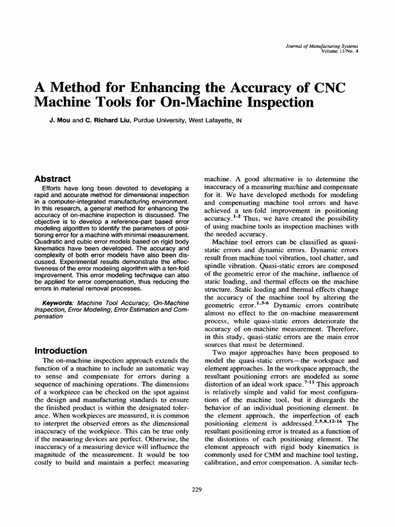 A Method For Enhancing The Accuracy of CNC Machine Tools For On-Machine ...