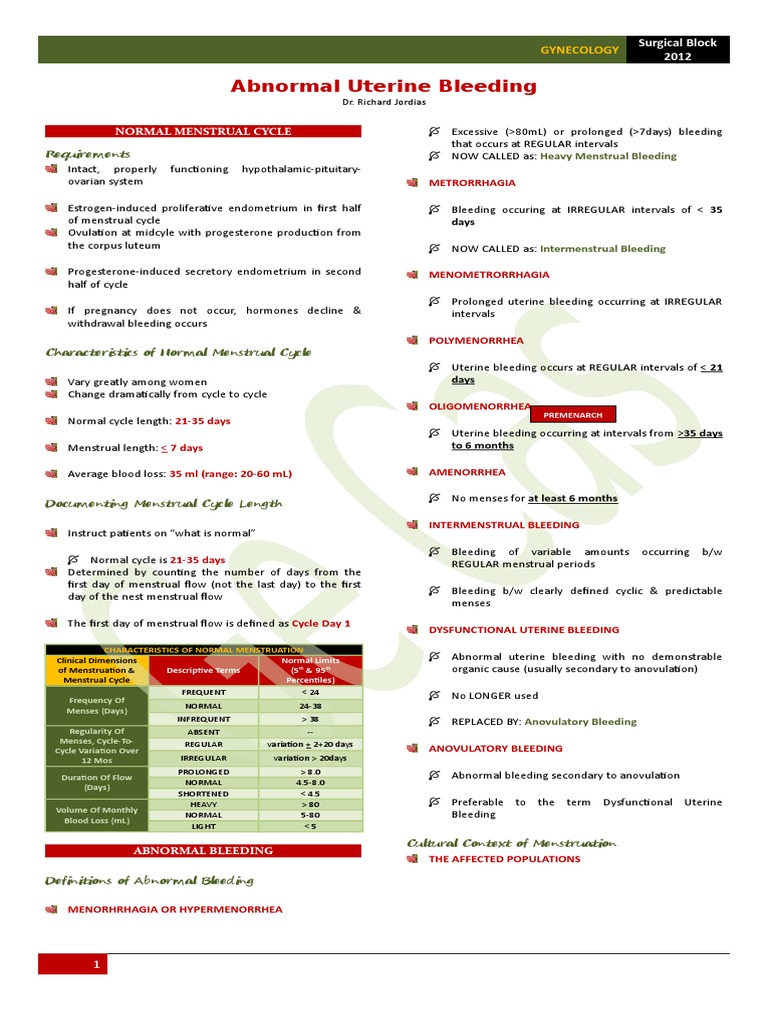 Abnormal Uterine Bleeding | PDF | Menstrual Cycle | Menstruation