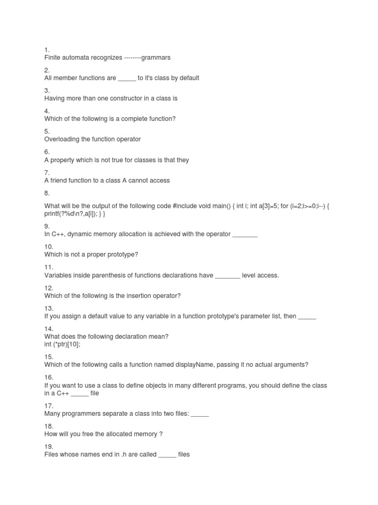 Technical Questions Btech | PDF | Class (Computer Programming ...