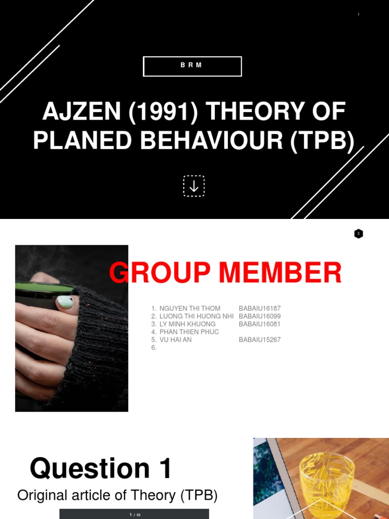 Ajzen (1991) Theory of Planed Behaviour (TPB) | PDF | Attitude ...