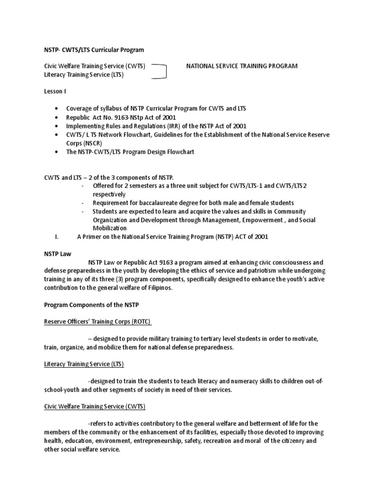 NSTP | PDF | Reserve Officers' Training Corps | Leadership