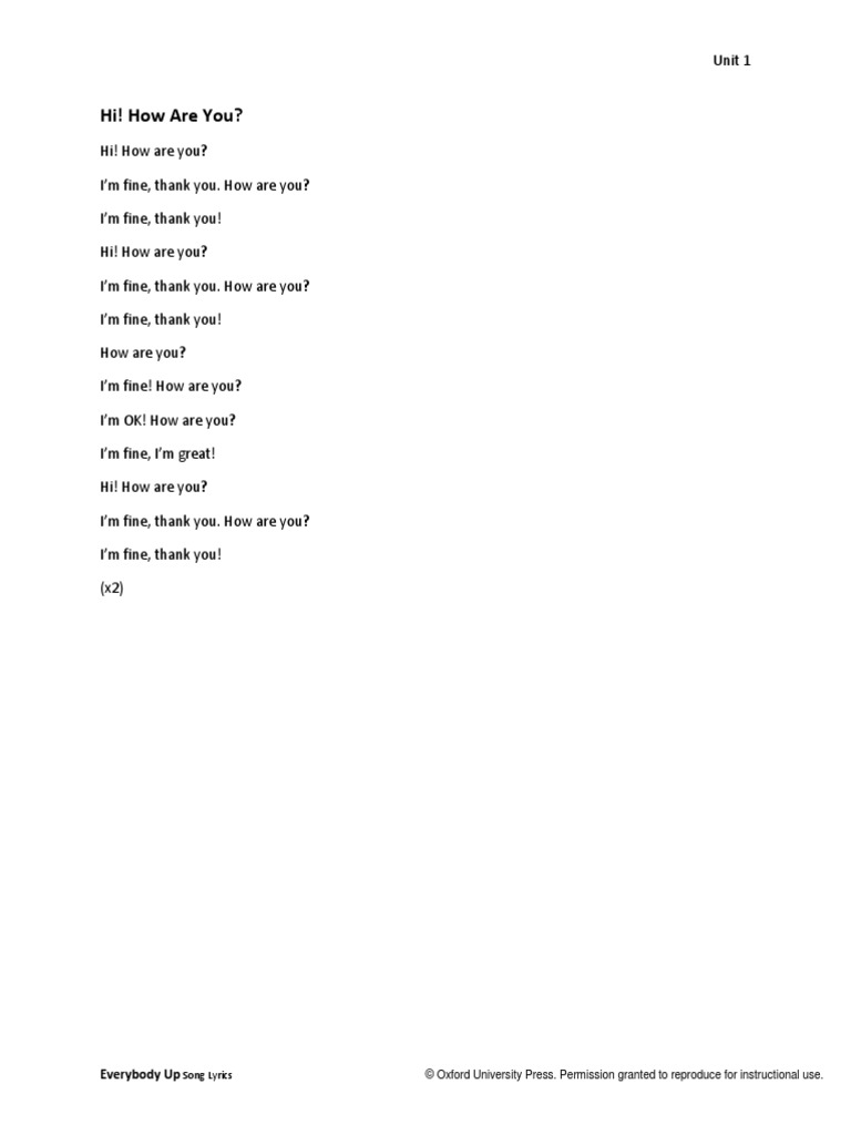 Eu2e - L1u1 - Hi How Are You | PDF | Language Arts & Discipline | Self-Improvement