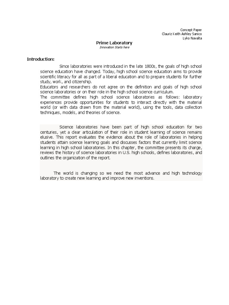 Prime Laboratory: Innovation Starts Here | PDF | Experiment | Science