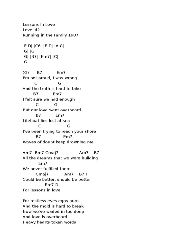 Lessons in Love Chords | PDF
