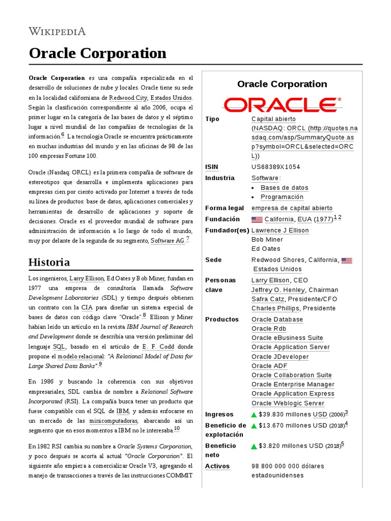 Oracle | PDF | Oracle Corporation | Gestión de tecnología de la información