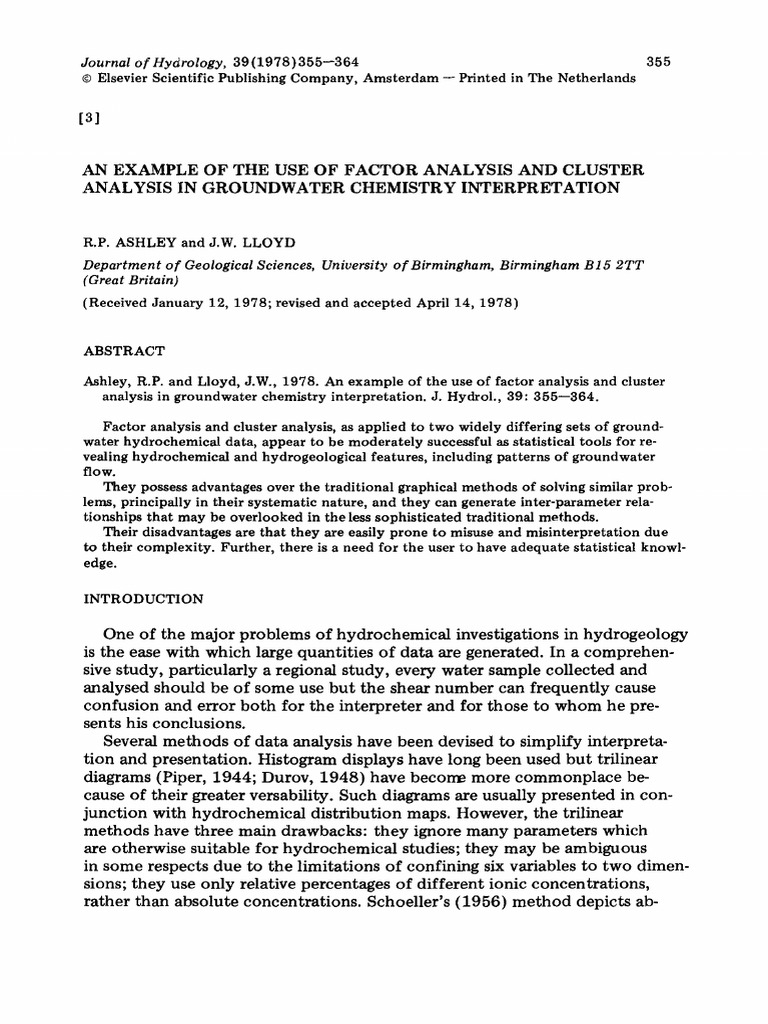 An Example of The Use of Factor Analysis and Cluster Analysis in ...