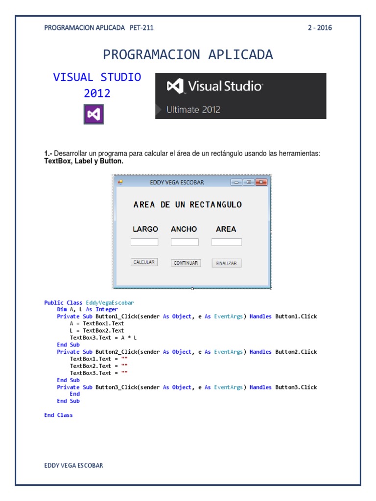 Programacion Aplicada: Visual Studio 2012 | PDF | Teaching Mathematics