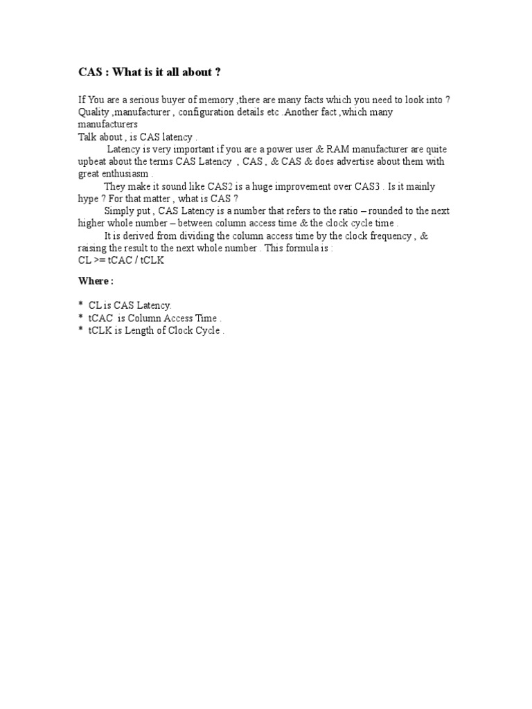 CAS: What Is It All About ?: Where | PDF