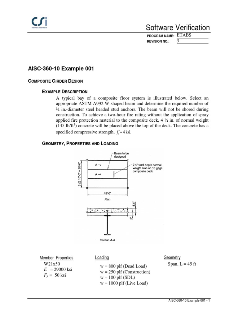 Software Verification: AISC-360-10 Example 001 | Download Free PDF ...