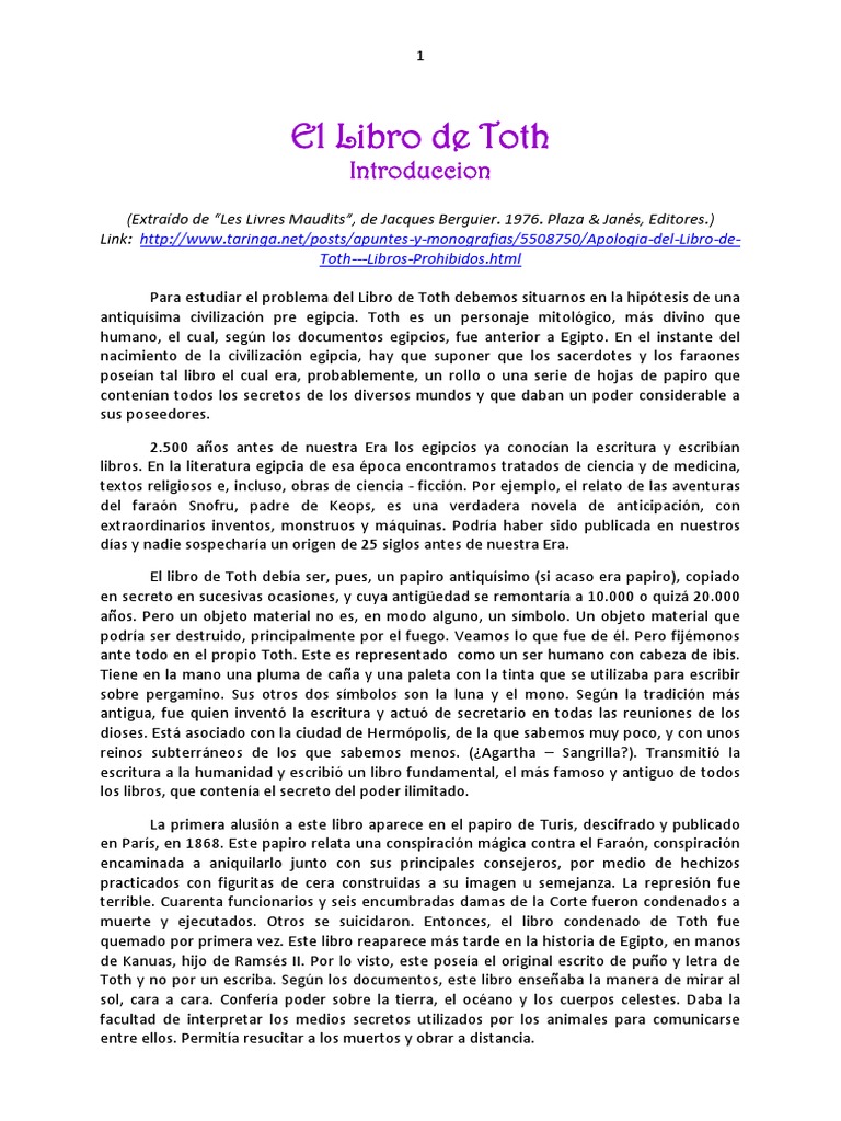 Apología Del Libro de Toth | PDF | Antiguo Egipto | Libros
