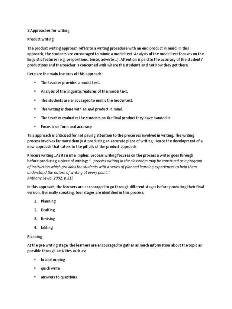 A Comprehensive Overview of Three Approaches to Teaching Writing ...