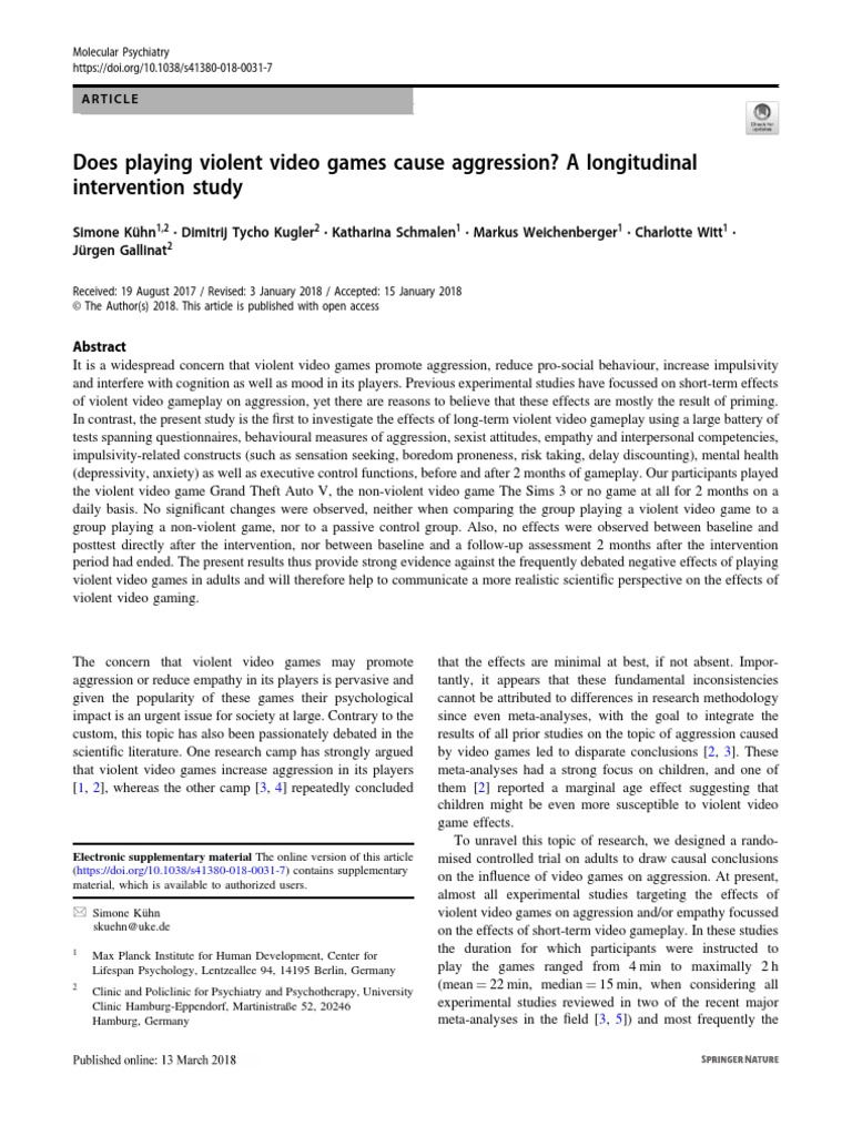 Does Playing Violent Video Games Cause Aggression? | PDF | Empathy ...