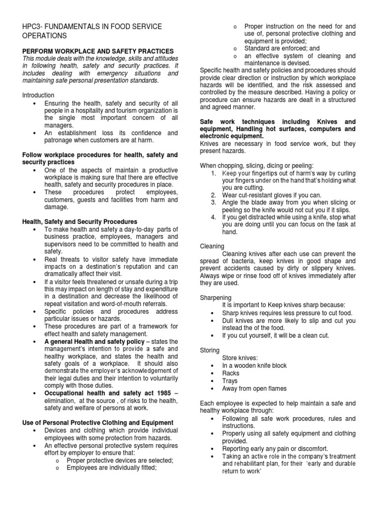 Perform Workplace and Safety Procedures | PDF | Occupational Safety And ...