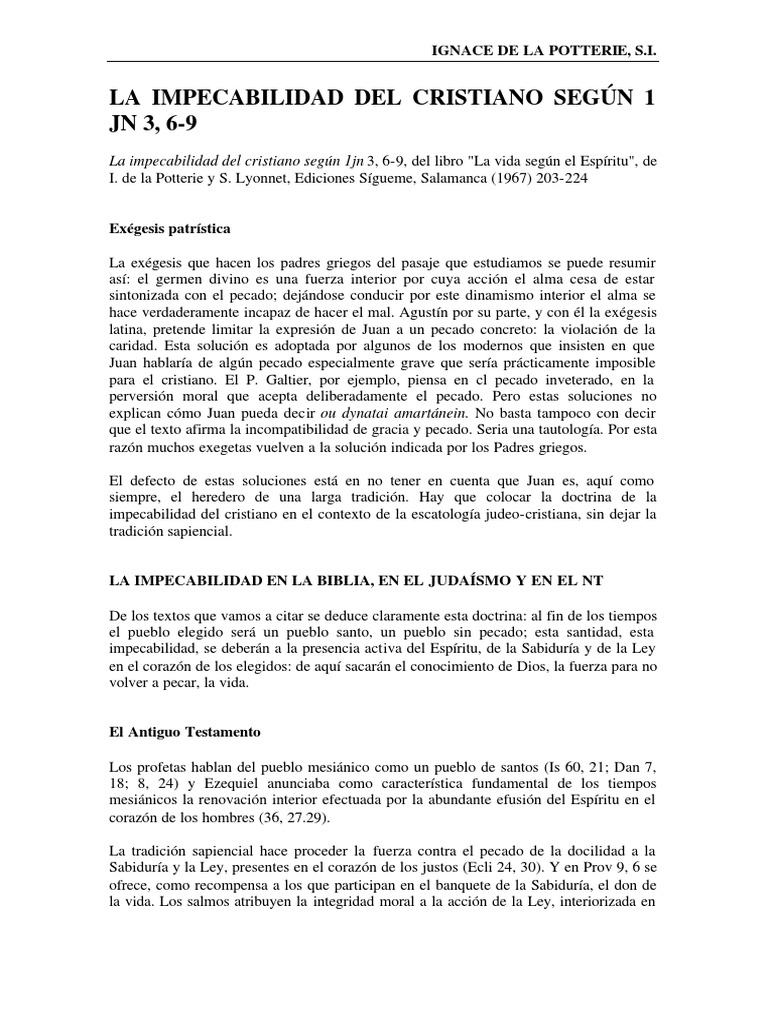 La Impecabilidad Del Cristiano | PDF | Pecado | Jesús