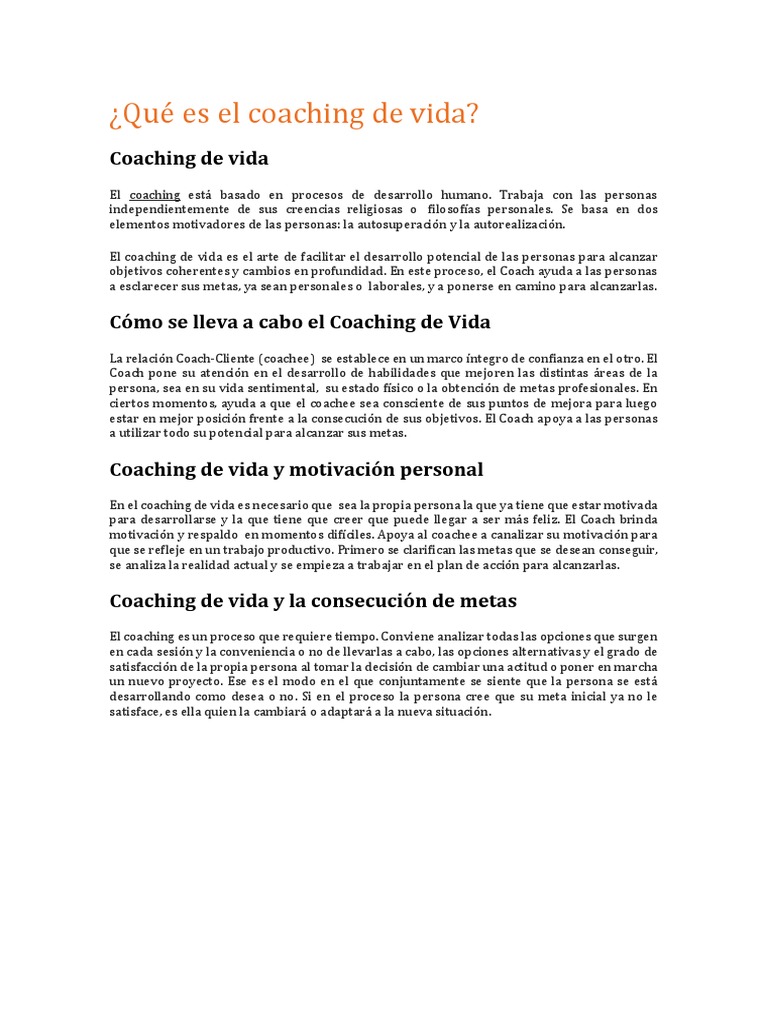 Descubre el Poder del Coaching de Vida | PDF | Vida | Modificación de ...