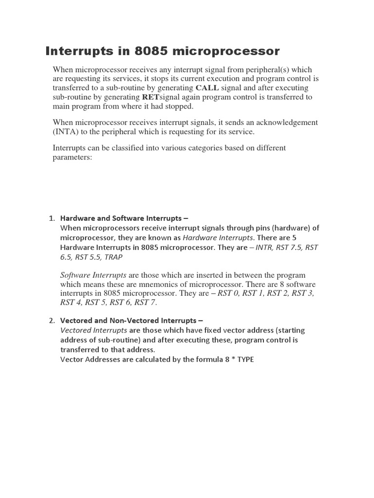 Interrupts in 8085 Microprocessor | PDF | Computer Hardware | Computing Interrupts in 8085 Microprocessor | PDF | Computer Hardware | Computing