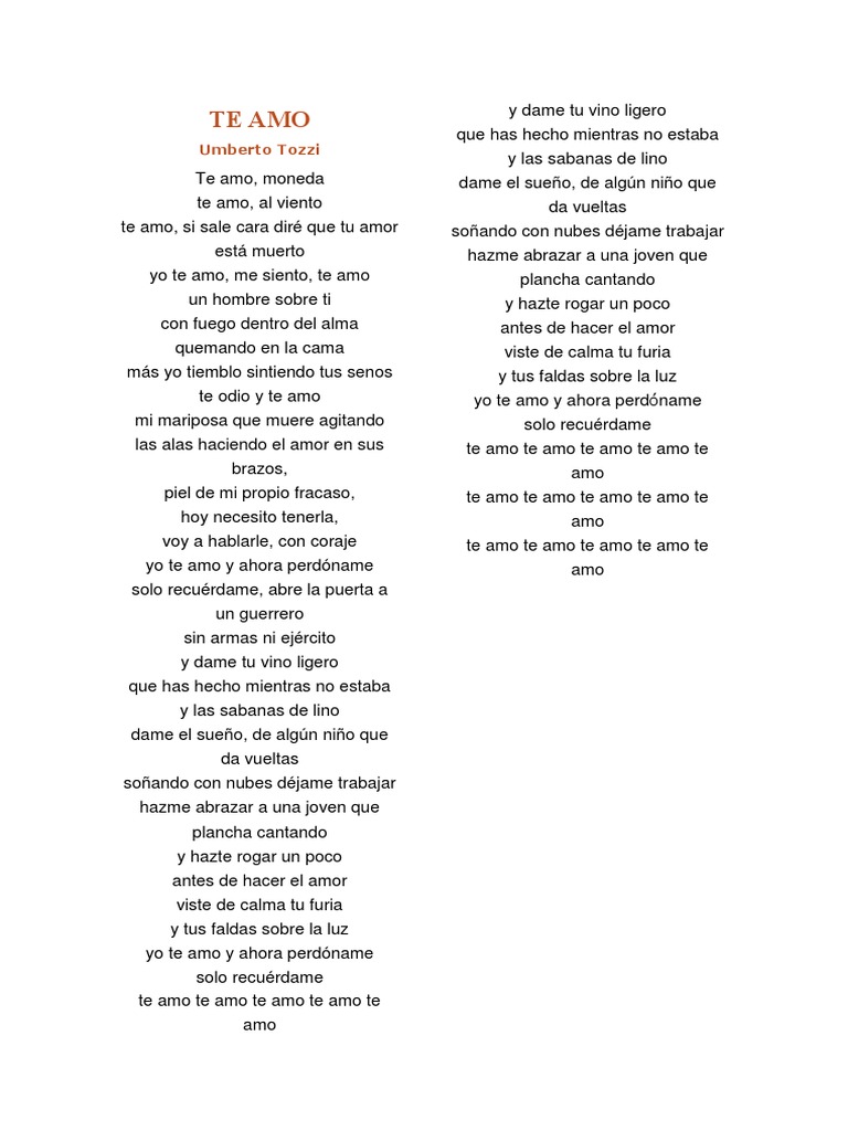 TE AMO Cancion | PDF
